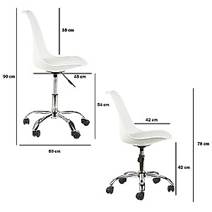 +gardenlife | Tulip Modern Home and Office Design Armless Chair Adjustable Height Soft Ped Shell | (White)
