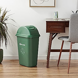 Simpli-Magic 79231 Swing-Top Lid Recycle Bin, Basic, Green