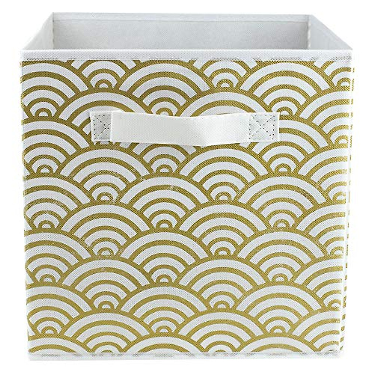 Home Basics Metallic Scallop Non-Woven Storage Bin Cube Basket Box, Dual Handles & Removable Bottoms Collapsible Foldable for Home Decor Office Closet Bedroom Drawer Toy Organizer