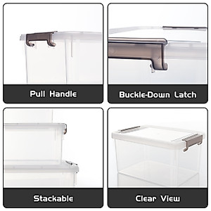 Bienvoun Plastic Storage Bins with Lids,Stackable Storage Box for Organizing,Large Clear Storage Containers 32QT 6 Packs