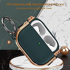 MiRUSI Case Cover for Airpods Pro 2nd Generation Double Switch Plating Skin Cover Shock-Absorbing Protective Case with Carabiner (Red)