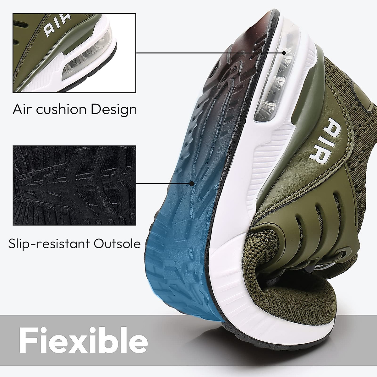 ADCORAN Womens Running Shoes Air Cushion Casual Walking Shoes Tennis Slip On Comfortable Workout Sneakers Green 9