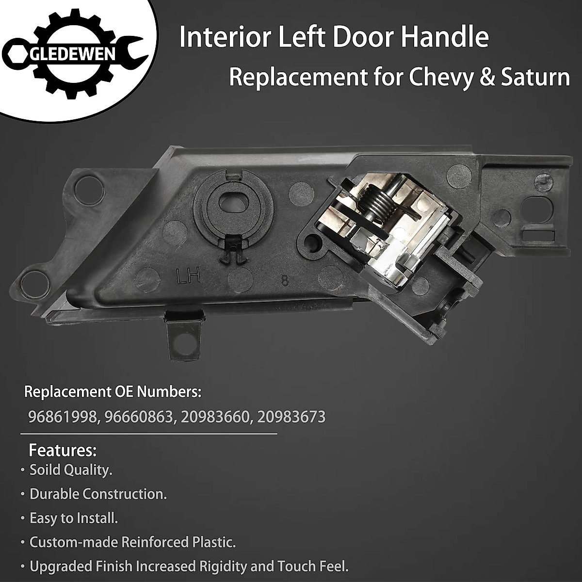 Gledewen Interior Door Handle, Compatible with 2012-2015 Chevy Captiva Sport | 2008-2010 Saturn Vue, Front/Rear Inside Left Driver Side | Replace# 96861998 96660863 20983660 Inner Handle