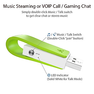 Avantree Leaf Class 1 Long Range USB Bluetooth Audio Transmitter Adapter for PC Laptop Mac PS4 Nintendo Switch, Wireless Audio Dongle for Headphones Speakers Only, Plug and Play, aptX Low Latency