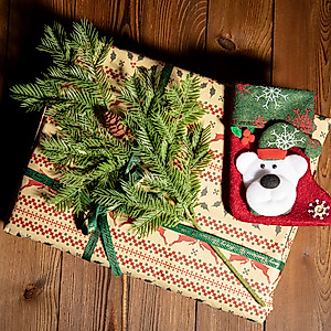 Watayo 8 Pcs Large Artificial Pine Needles Branches- 16" x 7" Christmas Fake Greenery Pine Picks with Pinecone- Faux Pine Leaves Sprigs for Christmas Garland Wreath & Home Garden Decoration