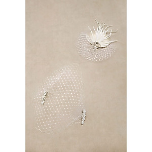 BABEYOND Veil Fascinator Hat for Women Feather Fascinators Hair Clip with Removable Veil Tea Party Hat Bridal Wedding