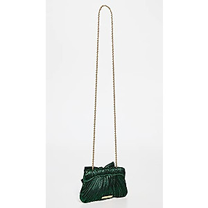 Loeffler Randall Women's Mini Pleated Frame Clutch with Bow, Emerald, Green, Metallic, One Size