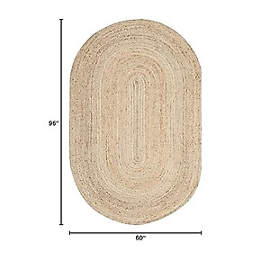 SAFAVIEH Cape Cod Collection Area Rug - 5' x 8' Oval, Natural, Handmade Flat Weave Jute, Ideal for High Traffic Areas in Living Room, Bedroom (CAP252A)