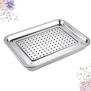 BESTonZON Drip Tray Stainless Steel Tea Drinks Serving Tray Hollow Tea Tray Serving Tray for Tea Serving Tray, Tea