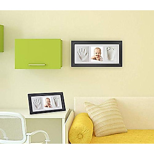 nuaele Baby Hand and Footprint Kit, Baby Girl Gifts, Baby Boy Gifts, Wall Mount & Desktop Mount Decor Shower Picture Frames Gift for Newborns - Roller, Mounting Hardware and Instructions - Black