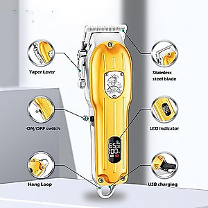 HARUE Hair Clippers for Men, Hair Clipper Professional Hair Trimmer Cordless Hair Cutting Machine Electric Rechargeable Adjustable Trimmer for Men