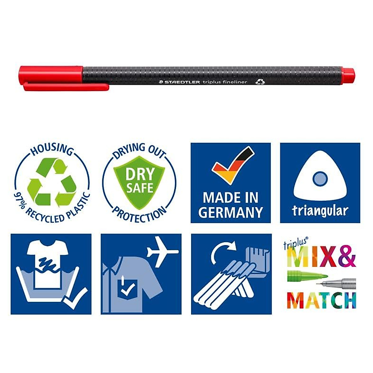 Staedtler Triplus Fineliner Pens, .3mm, Metal Clad Tip, 20-Pack, Assorted (334SB20BK)