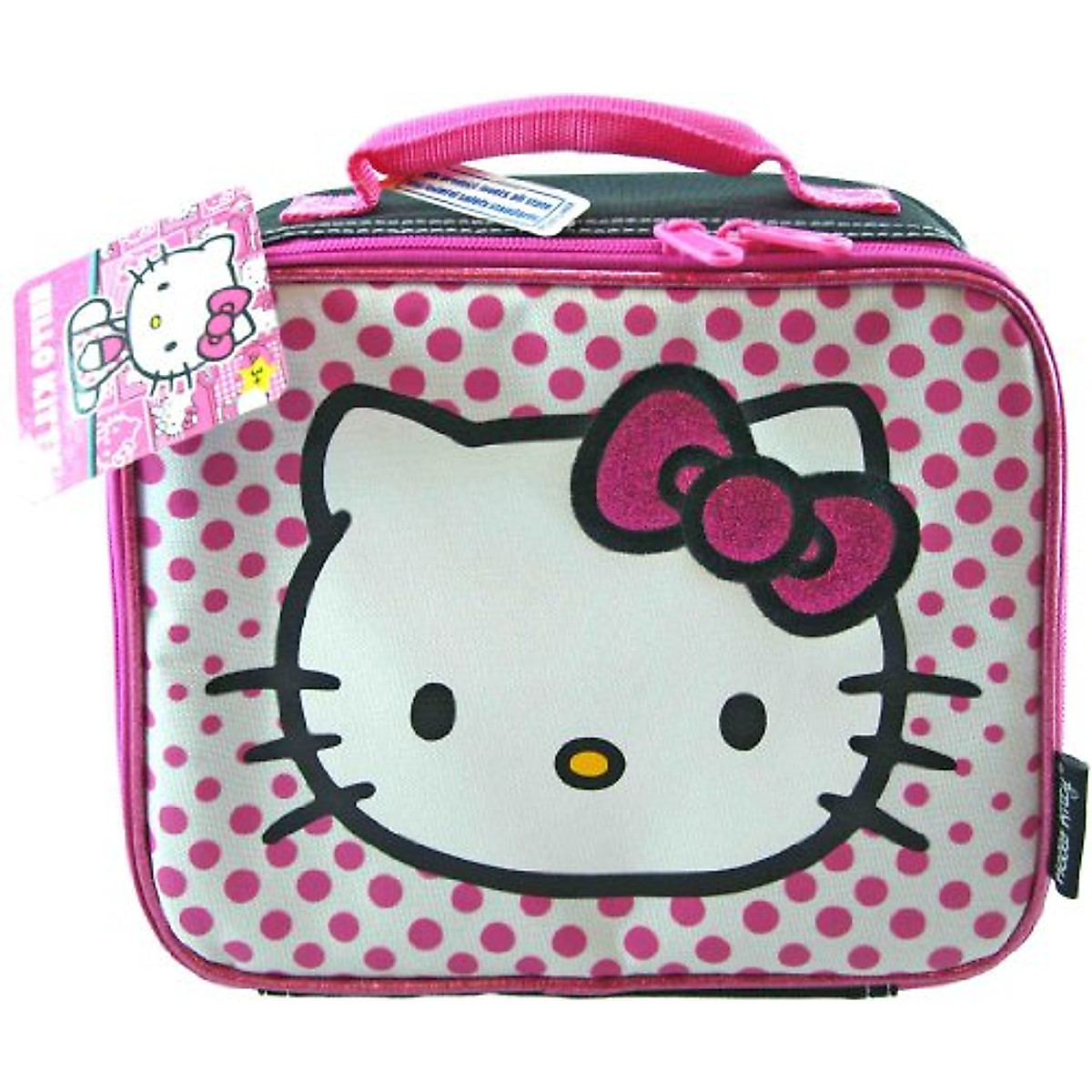 Hello Kitty lunch bag with pink glitter bow and polka dots (Discontinued by Manufacturer)