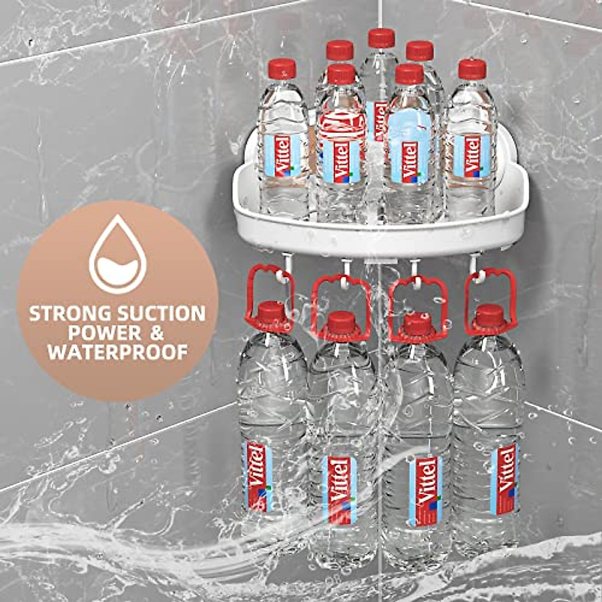 TAILINK Corner Shower Caddy Suction Cup 2 Packs One Second Installation,Bathroom Shower Shelf No Drilling Waterproof, Suction Shower Basket Removable Shower rack for Kitchen - White