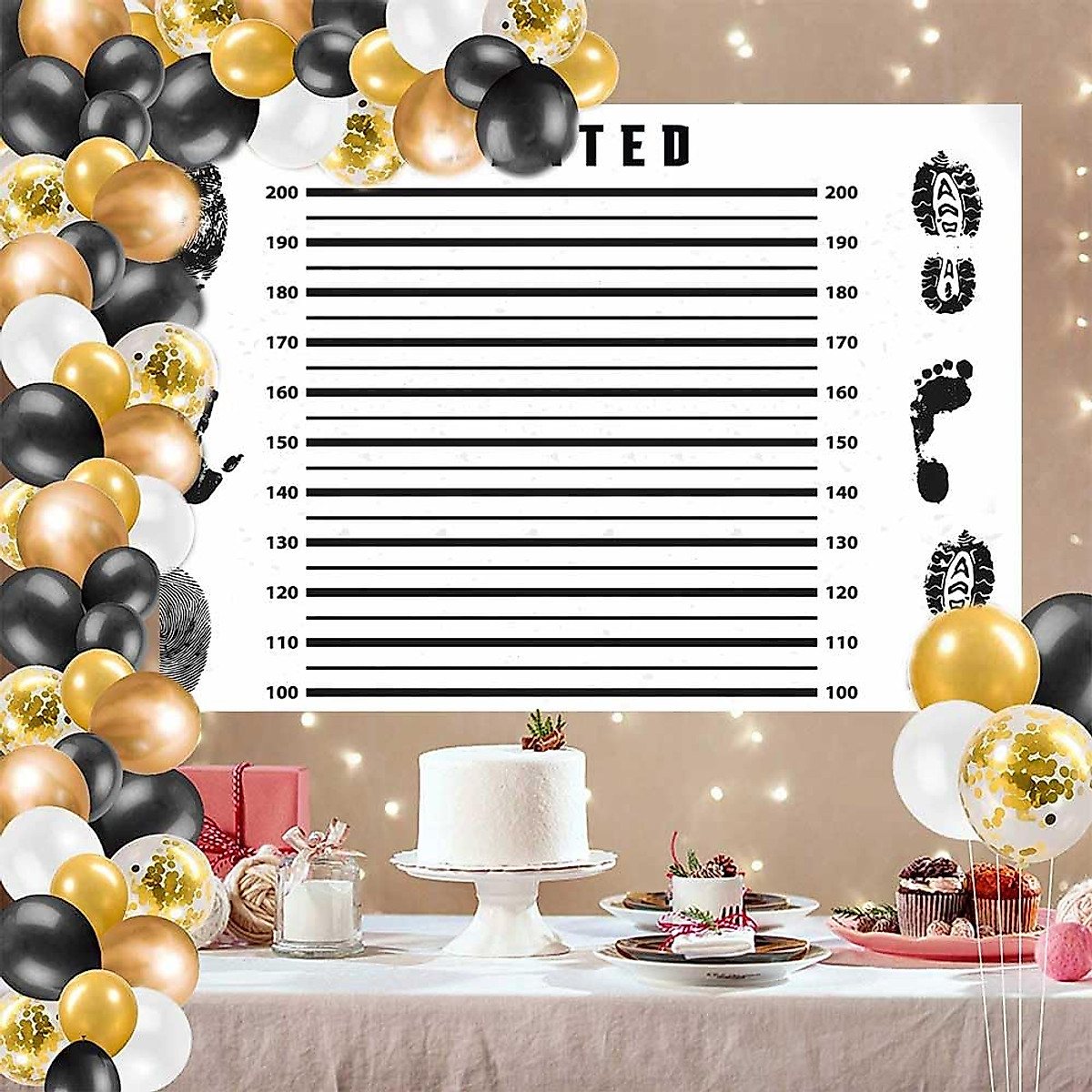 EMTOBT 7x5ft Detective Photography Backdrop Police Station Black Height Line Mugshot Suspect Fingerprint Clues Evidence Lead Register Mystical Party Background Photo Props BJDJEM0085