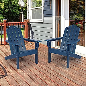 Piamomso Folding Plastic Adirondack Chair, All Weather Resistant Fire Pit Chair for Outside Patio Lawn Garden Backyard Deck, Blue