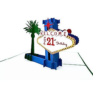 iGifts And Cards Happy 21st Birthday Las Vegas Style 3D Pop Up Greeting Card - Cute 21st Birthay Card, 21 Year Old Birthday Card, 21st Birthday At Sin City, Celebration, Congratulations, Special Days