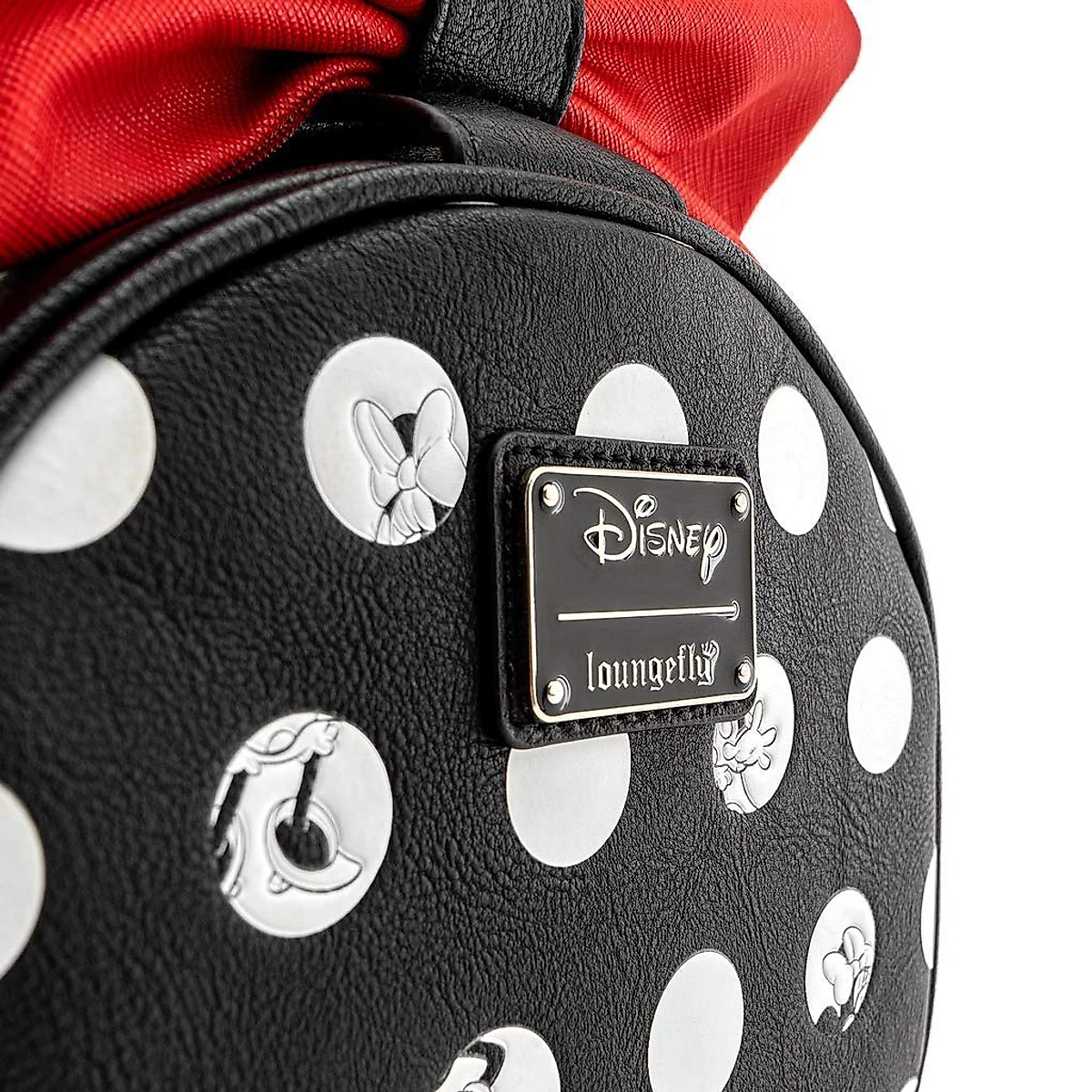 Loungefly x Disney Minnie Mouse Polka Dot Big Red Bow Crossbody Bag (One Size, Black/White/Red)