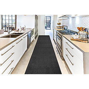 Kitchen Mat,Non Skid Washable Carpet Runner Rug for Narrow Galley Peninsula U L Shaped Small Kitchen Floor, Tribal Mayan Style 24.5 in x 5 ft