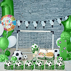 Zonon 25 Pcs Soccer Party Favor Treat Boxes Soccer Candy Goodie Gift Bags Soccer Party Supplies Cardboard Box for Kids Soccer Sports Theme Birthday Decoration, 4.8 x 2.4 x 5.2 Inch