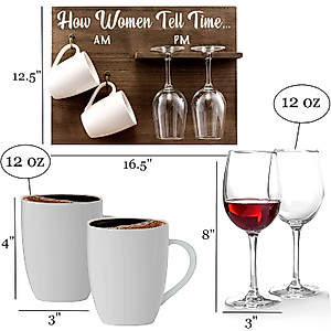 Valentines Day Birthday Gifts for Women - Unique Wine Gift for Mom - Great Gift Idea for Moms, Sister, Wife, Aunt, Mother in law - Womans Birthday Presents - Includes 2 Wine Glasses and 2 Coffee mugs
