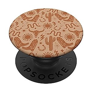 Cowboy Western Boho Cactus Pattern Warm Earth Tones PopSockets Swappable PopGrip