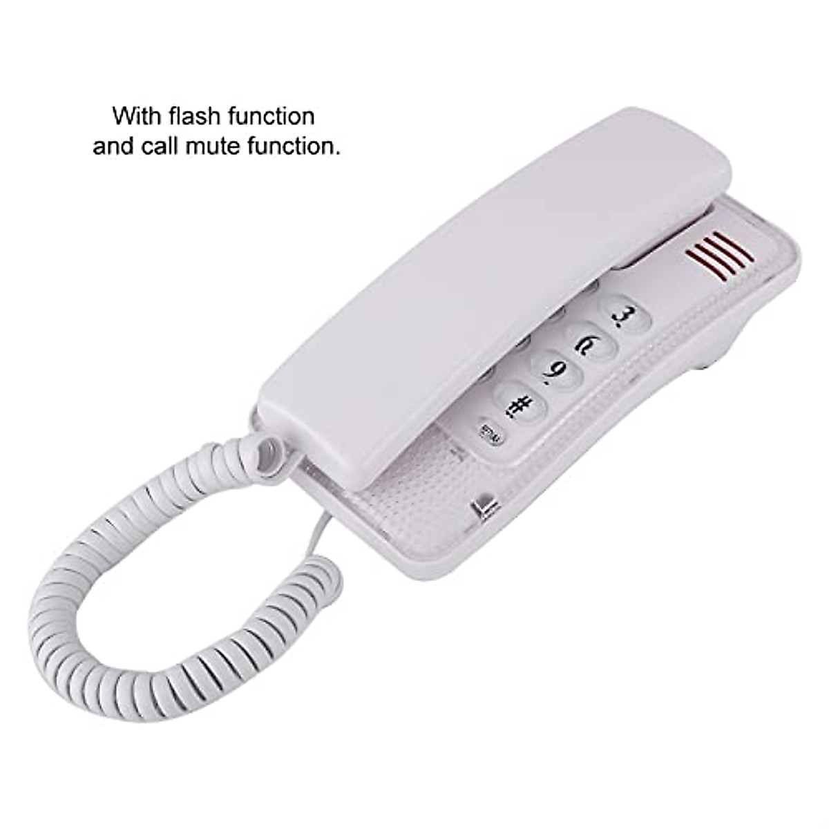 Landline Telephone Home Phone Wall Mount Telephone Cord Telephone, with FlashCall Mute Function, for Home Hotel Family Office (White)
