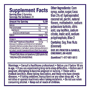 ZzzQuil PURE Zzzs De-Stress Melatonin Sleep Aid Gummies, Helps Calm Your Mind and Body, Ashwagandha for Stress Support, Sleep Aids for Adults, 1 mg per gummy, 42 Count