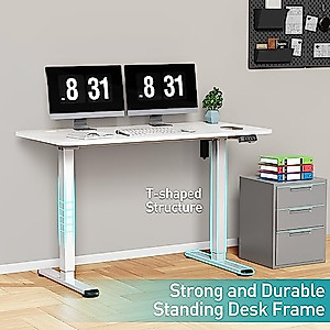 WOKA Electric Standing Desk 48 x 24 Inch, Adjustable Height Stand Up Desk with Memory Controller, Adjustable Desks for Home Office, Sit Stand Desk White with Splice Board, Motorized Standing Desk