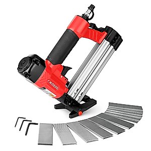 Arrow 4-in-1 Pneumatic 18 Gauge Flooring Stapler/Nailer, Oil-Free Mini 18 GA Pneumatic Flooring Staple Gun/Nail Gun with 1200 Pcs Staples/Nails, Adjustable Depth, for Upholstery, Flooring