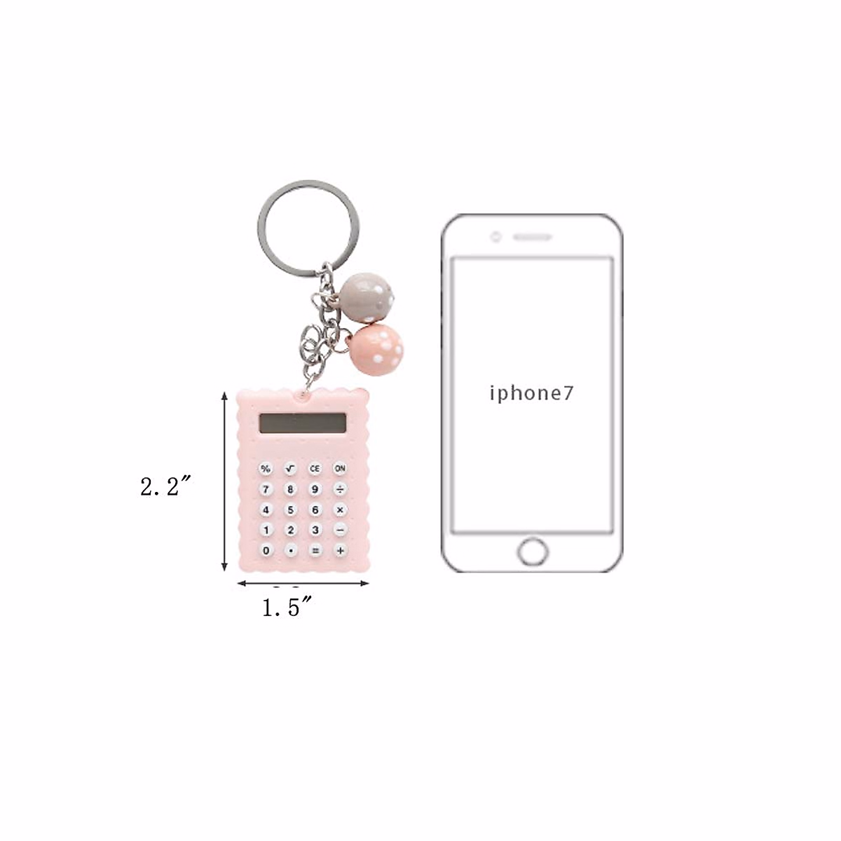 Mini Calculator 8 Digits Cute Cookies Calculator Portable Pockets Key Chain Standard Function Calculator School Office Supplies for Kids Adult, 2.2 x 1.5 Inch