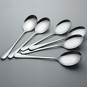 Serving Spoons, AOOSY 6 Pieces X-Large 9.8 Inches Stainless Steel Serving Spoon Catering Spoons Solid Serving Utensils Big Ladle Tablespoons for Buffet Banquet Flatware Kitchen Basics Serving
