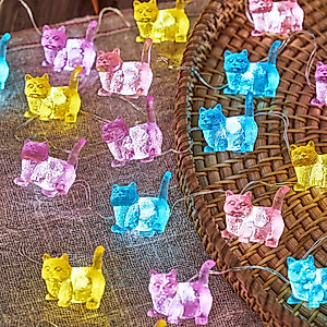 Bartlett Cute Cat Decorative String Lights Indoor Animal Fairy Lights Plug in USB or Battery Operated Unique Festive Kitty Lights 10ft 30LED with Remote for Holiday Birthday Decoration
