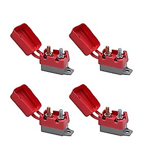 4PCS DC 12V-24V Automatic Reset Circuit Breaker with Cover Stud Bolt, Automotive Replacement Accessories for Battery Chargers, Trucks, Buses, Car Engines, Marine, Electric Cars (50A)