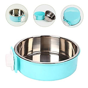 Balacoo Puppy Crate Bowls Cages Anti Multi-Function Removable Cage Bowl Slip Adorable Non- Household Bird Anti-Overturn No Container - Water Stainless for Blue Cat Coop Portable Pet Food