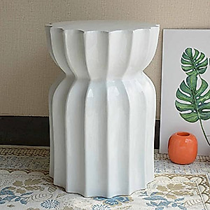 FAIRAH Modern Light Luxury Ceramic Stools, Retro Lotus Ceramic Drum Stools, Round Pier Chairs, Suitable for Balconies and Open-air Gardens. (Color : G)