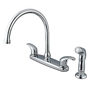 Kingston Brass KB6791LLSP Legacy 8-Inch Goose Neck Spout Kitchen Faucet with Matching Finish Sprayer, Polished Chrome