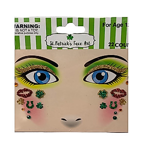 Saint Patricks Day Sets Face Jewels Face Gems Stick On Glitter Face Rhinestones for Makeup with over 130 Face Stickers Jewels Temporary Tattoos Kit for Rave Party Henna Green