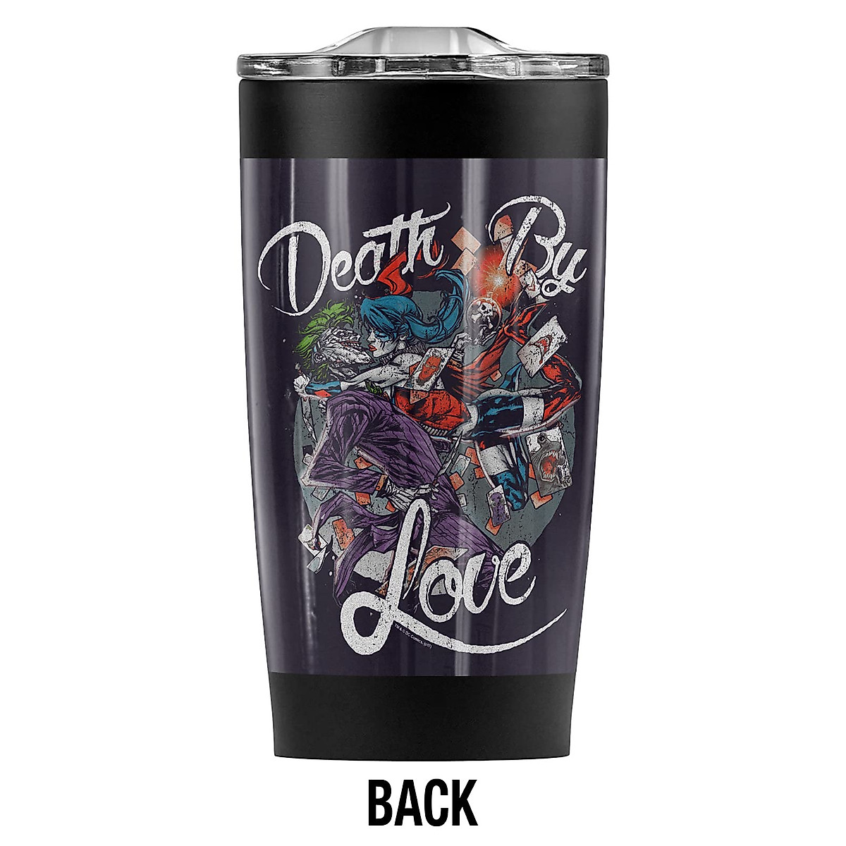 Harley Quinn Joker Death By Love Stainless Steel Tumbler 20 oz Coffee Travel Mug/Cup, Vacuum Insulated & Double Wall with Leakproof Sliding Lid | Great for Hot Drinks and Cold Beverages