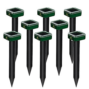Careland Solar Mole Groundhog Repellent Stakes Outdoor Ultrasonic Gopher Repeller Vole Deterrent Waterproof Sonic Repellent Spikes Drive Away Burrowing Animals from Lawns and Yard (8)