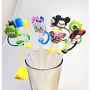 20Pcs Reusable Themed Party Straw Cap Silicone Reusable Drinking Straw Cover Lids Dust-Proof Straw Plugs for Straw Tips for Home Kitchen Accessories Party Decoration Funy Gifts