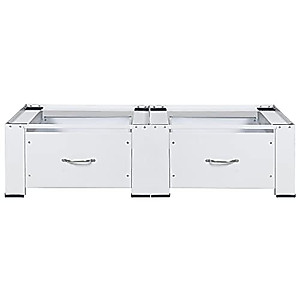INLIFE Double Washer Dryer Stand with Drawer, Heavy Duty Washing Machine Pedestal with Storage Drawer Adjustable Height Base for Mini Air Conditioner Refrigerator Dryer 50"x 21.5"x 12.8" (WxDxH)