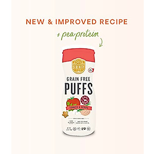 Serenity Kids 6+ Months Grain Free Puffs Toddler & Baby Snack | No Added Sugar, Gluten & Rice Free, Allergen Free | Made with Organic Cassava, Veggies, and Herbs | Tomato & Herbs | 6 Count