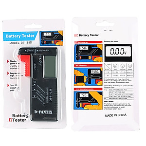 D-FantiX Digital Battery Tester, Universal Battery Checker Household Battery Testers for AAA AA C D 9V 1.5V Small Batteries Button Cell (Model: BT-168D)