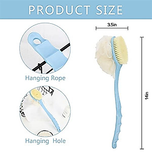 INGVY Dry Brushing Body Brush Bathroom Brush Long Handle Back Body Brush Bath Shower Scrubber Exfoliating Scrub Skin Massages Bathroom Products (Color : Blue)