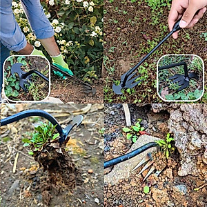 MOTEERLLU Weeding Artifact Uprooting Weeding Tool Gardening, 4-Claw Manganese Steel Weed Puller Garden Hand Weeder Tools, Weed Picker Grass Remover Tool