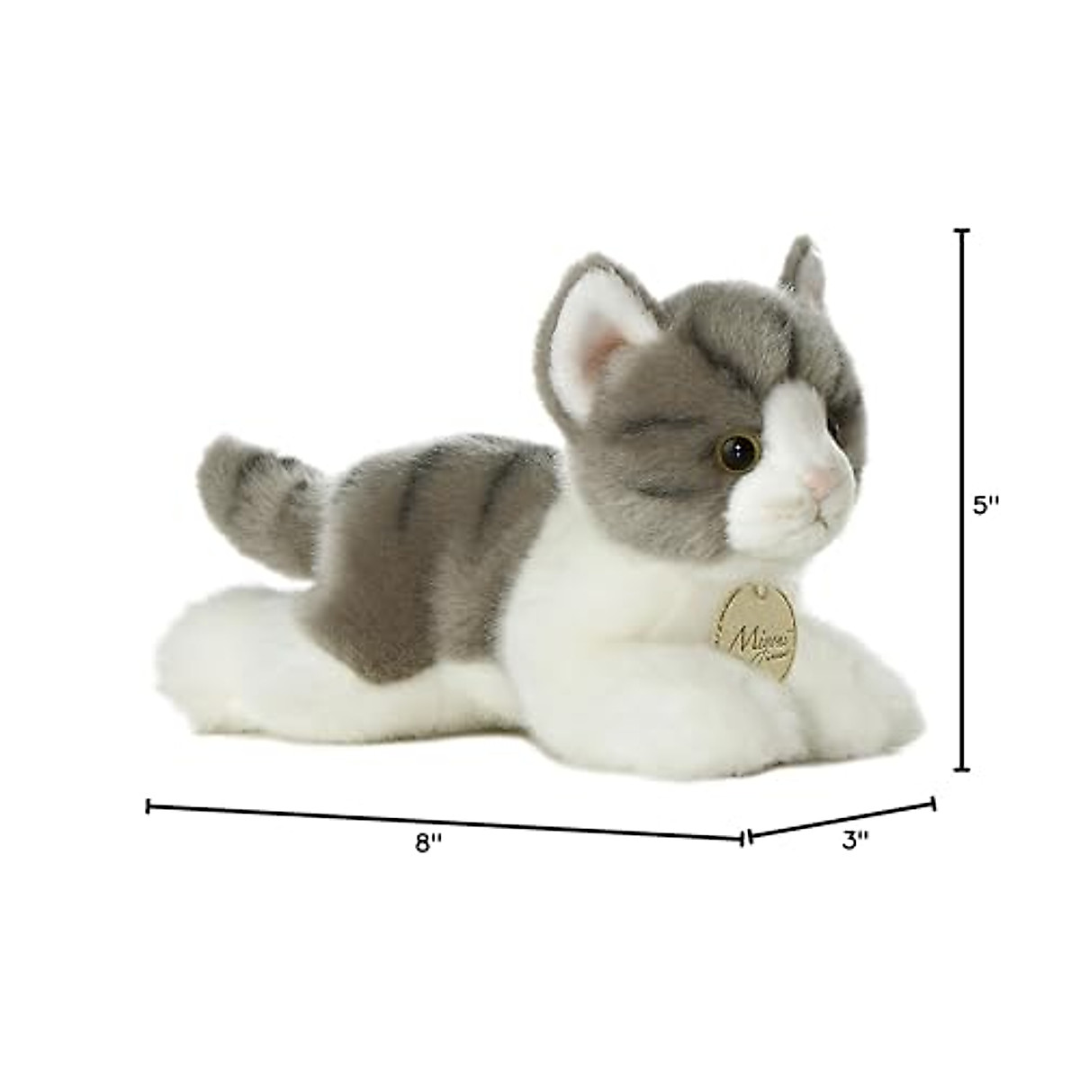 Aurora® Adorable Miyoni® Grey Tabby Cat Stuffed Animal - Lifelike Detail - Cherished Companionship - 8 Inches