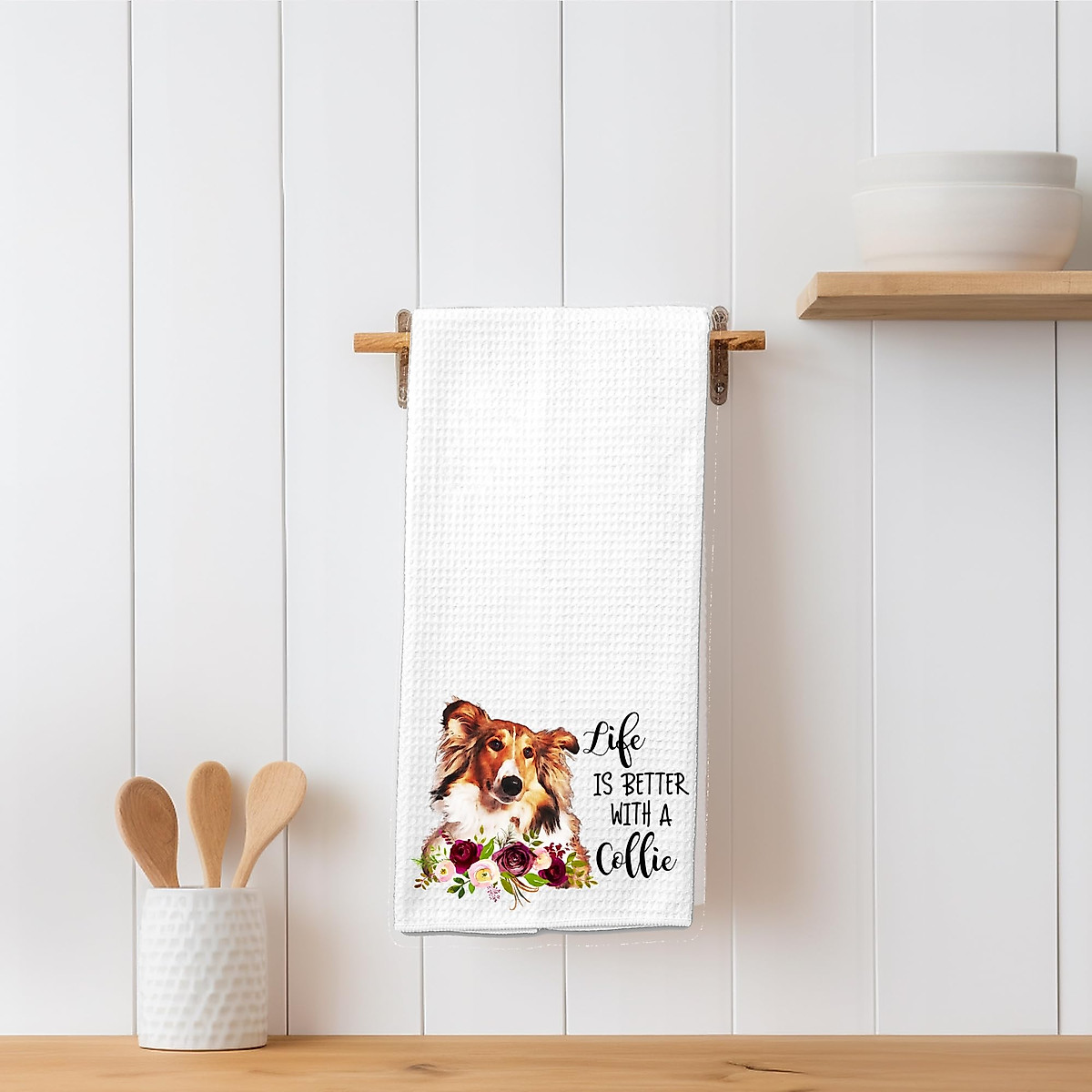 Life is Better with a Collie Waffle Microfiber Kitchen Tea Bar Towel Gift for Animal Dog Lover