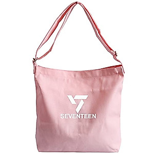 Kpop SEVENTEEN Merchandise Canvas Shoulder Bag, Hobo Crossbody Handbag Casual Tote