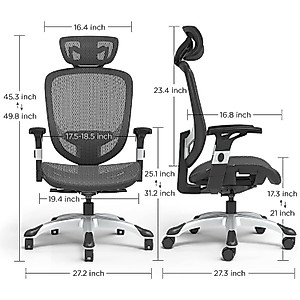 STAPLES Hyken Technical Task (Black, Sold as 1 Each) -Adjustable Breathable Mesh Material Provides Lumbar, arm and Head Support, Perfect Desk Chair for The Modern Office